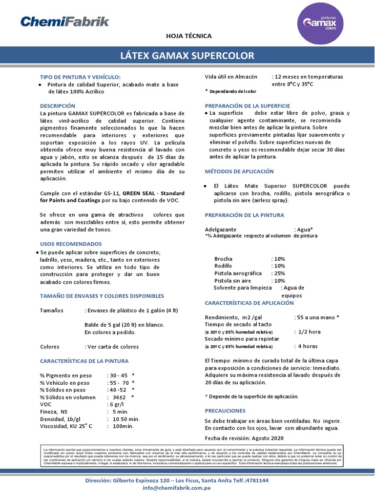 HT - Latex Gamax SuperColor | PDF | Pintar | Materiales
