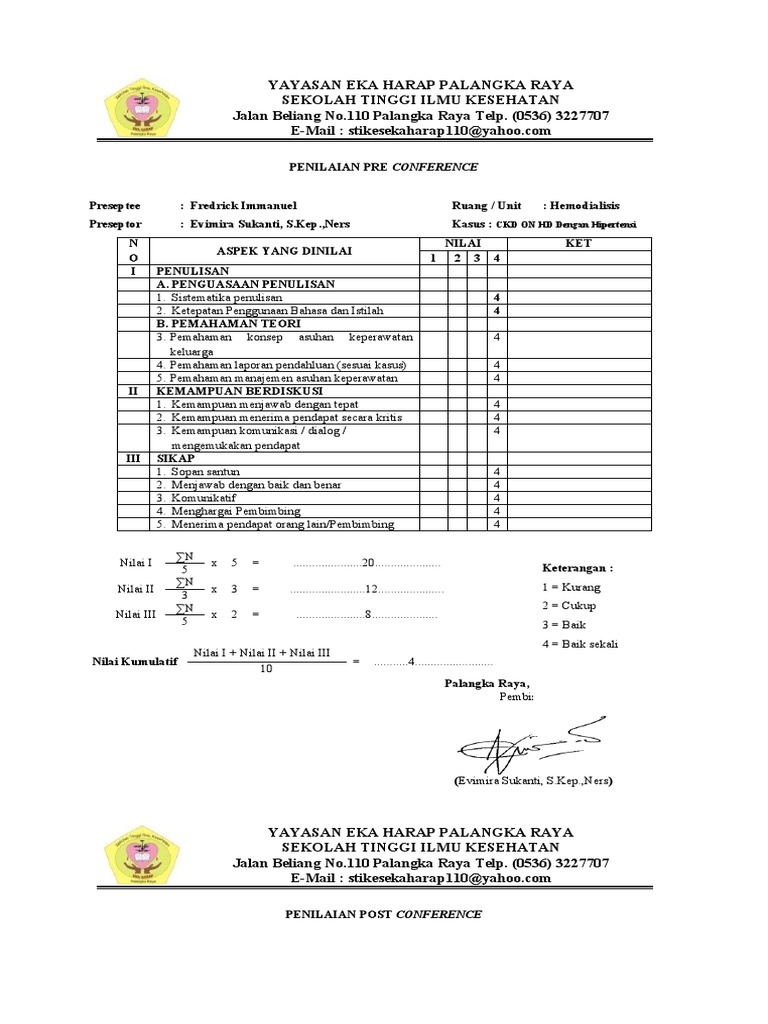 Form Penilaian Pre Dan Post Conference | PDF