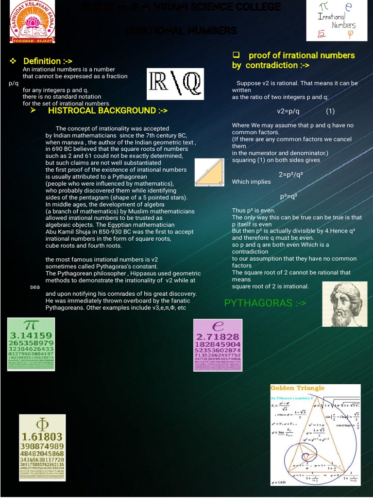 Definition: - Proof of Irrational Numbers by Contradiction | PDF ...