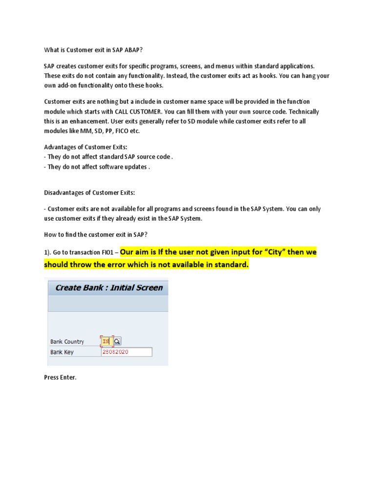 Customer Exit Sap Abap Pdf Menu Computing Computer Programming