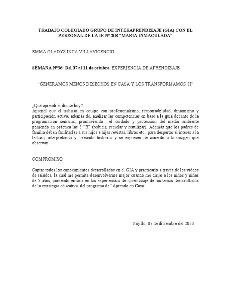 Que Aprendi Hoy - Sem 36 | PDF | Ciencias sociales | Salud y bienestar