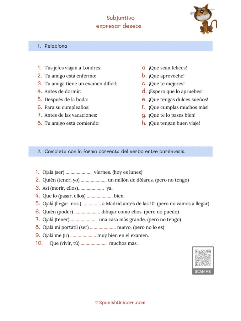 Subjuntivo Deseos Ejercicios | PDF