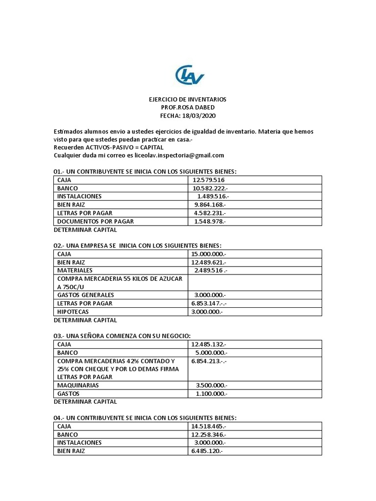Ejercicio de Inventarios 3B 2020 | PDF | Servicios financieros | Economias
