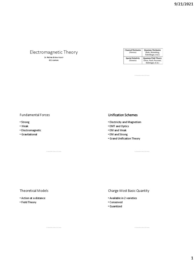 Introduction to Electromagnetic Theory | PDF | Electric Charge ...