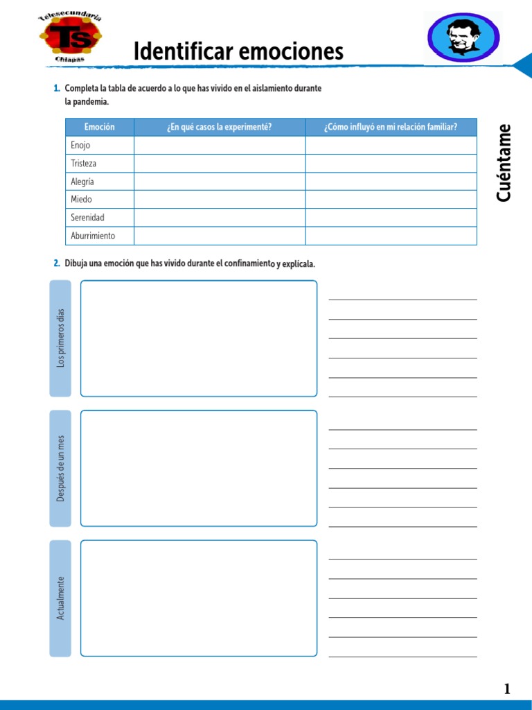 Actividades Socioemocional 1 º F | PDF | Las emociones