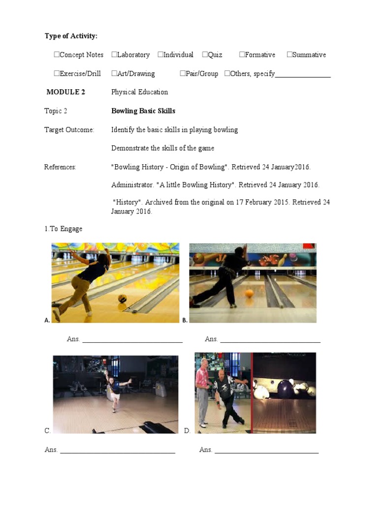 Bowling Basic Skills and Assessment Guide | PDF | Expert | Bowling ...