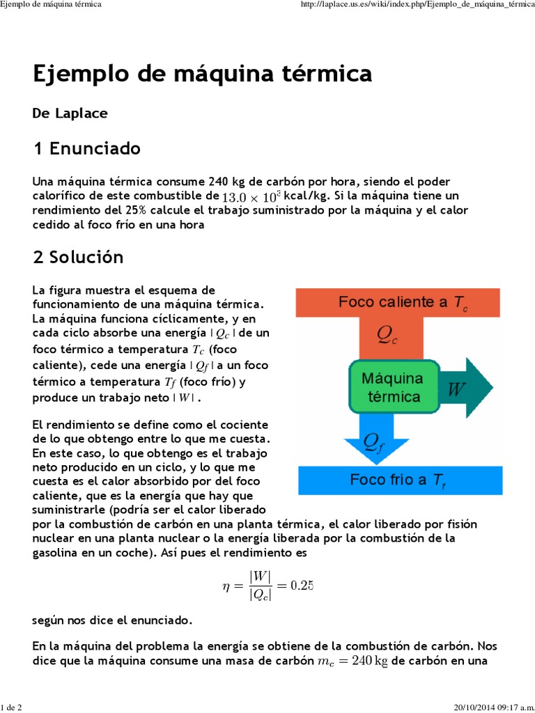 Ejemplo de Máquina Térmica | PDF | Calor | Termodinámica