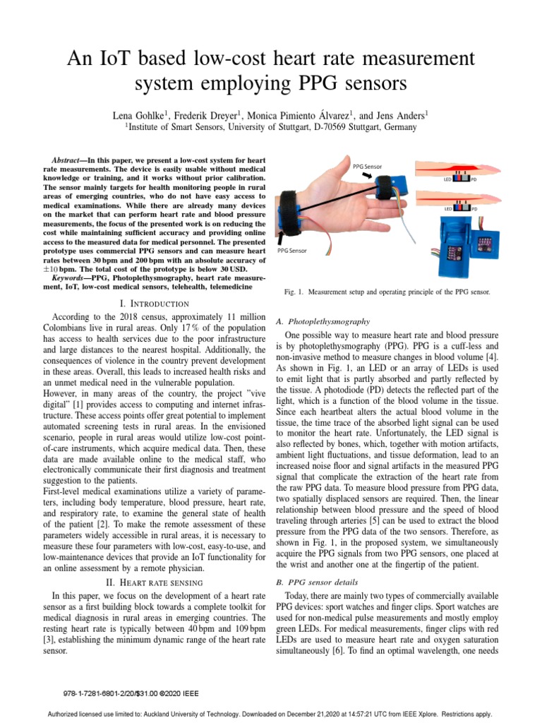 An Iot Based Low-Cost Heart Rate Measurement System Employing PPG ...