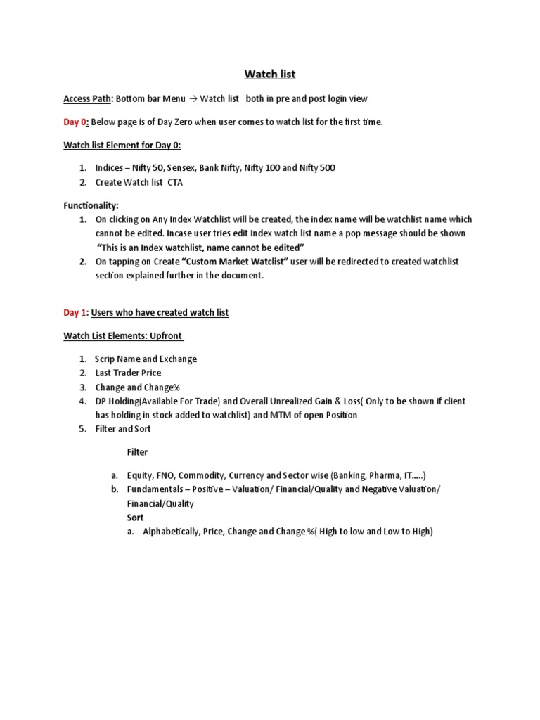 Watch List | PDF | Stock Market Index | Stocks