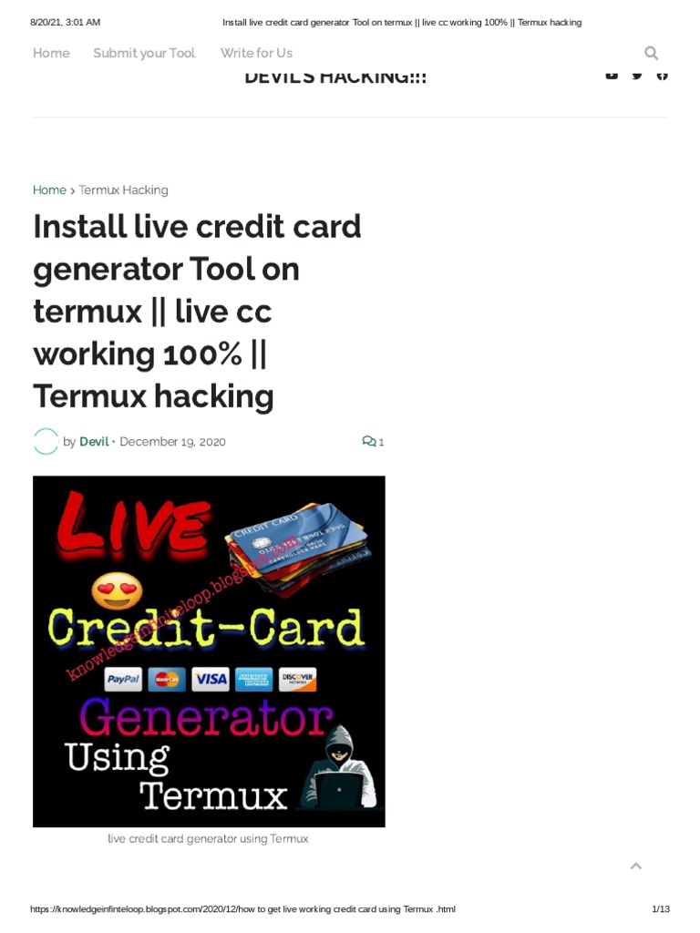 Install Live Credit Card Generator Tool On Termux - Live CC Working 100 ...