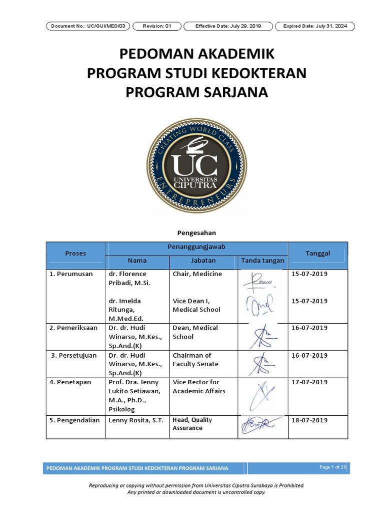 Pedoman Akademik Kedokteran UC Surabaya | PDF | Pengembangan Diri ...
