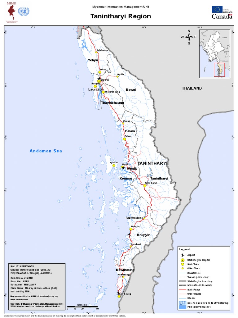 Region Map TSP Tanintharyi MIMU696v03 09sep2016 ENG A3 | PDF ...