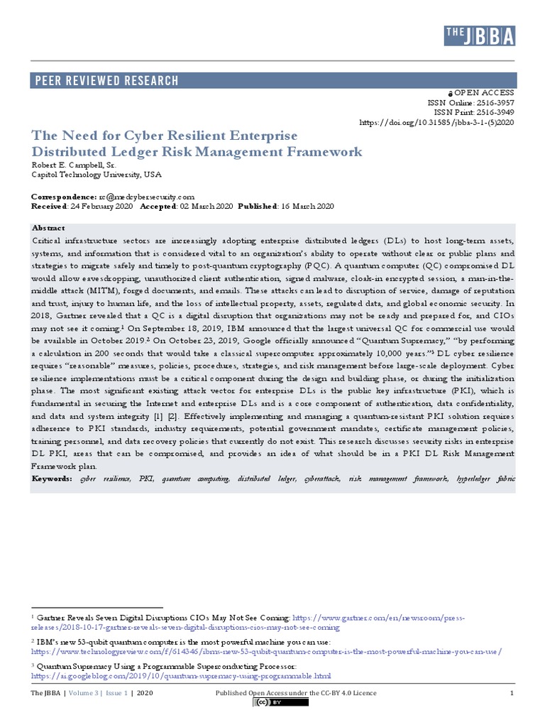 The Need For Cyber Resilient Enterprise Distributed Ledger Risk ...