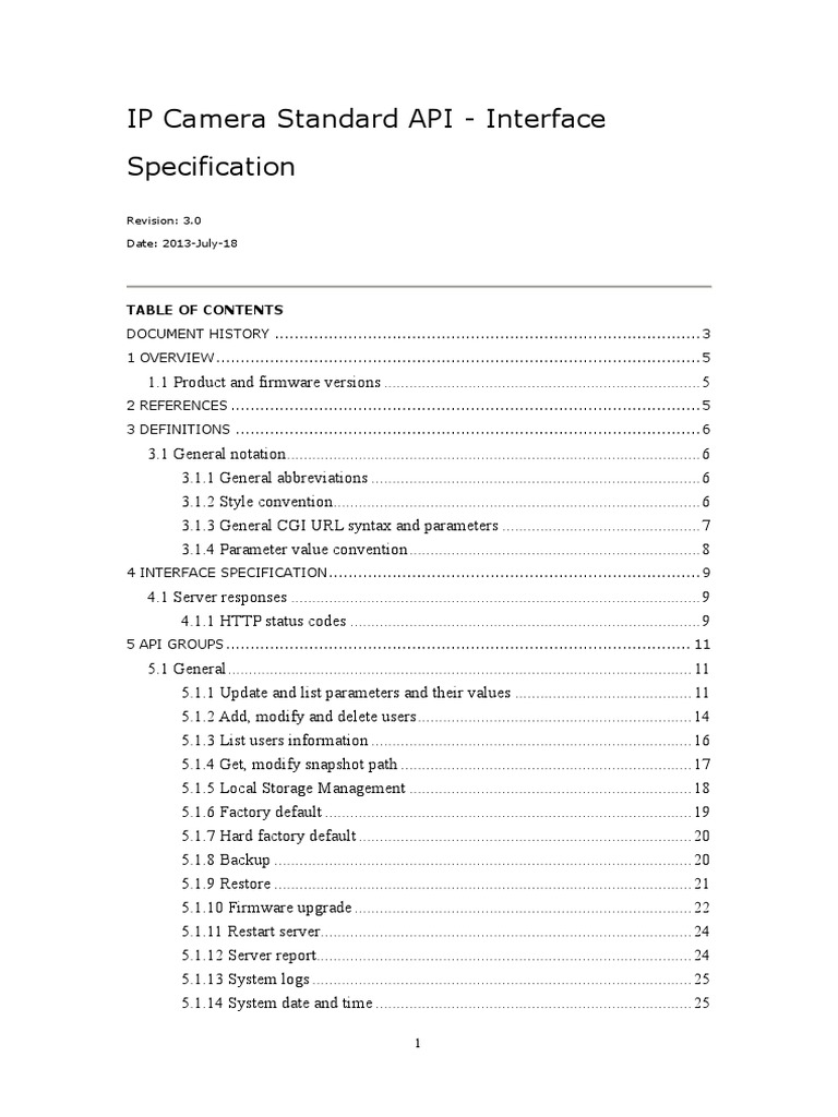 IP Camera Standard API Interface Specification v3.0 (2013-07-18) | PDF | Uniform Resource ...