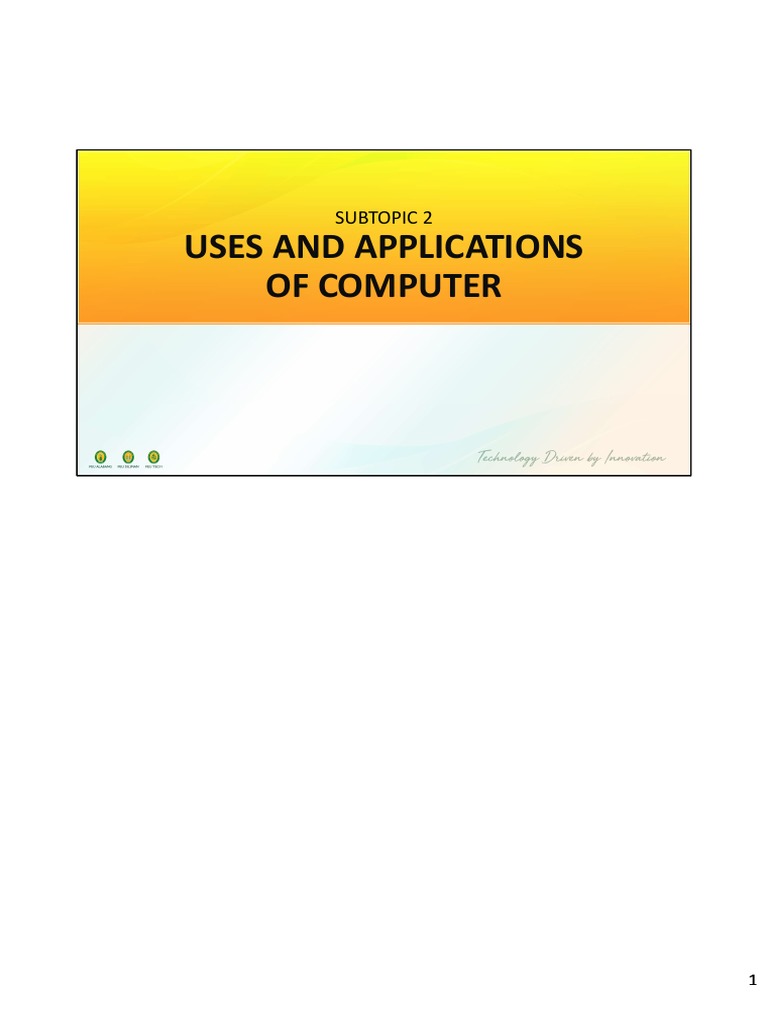 Uses of Computers | PDF | Computer Hardware | Computer Data Storage