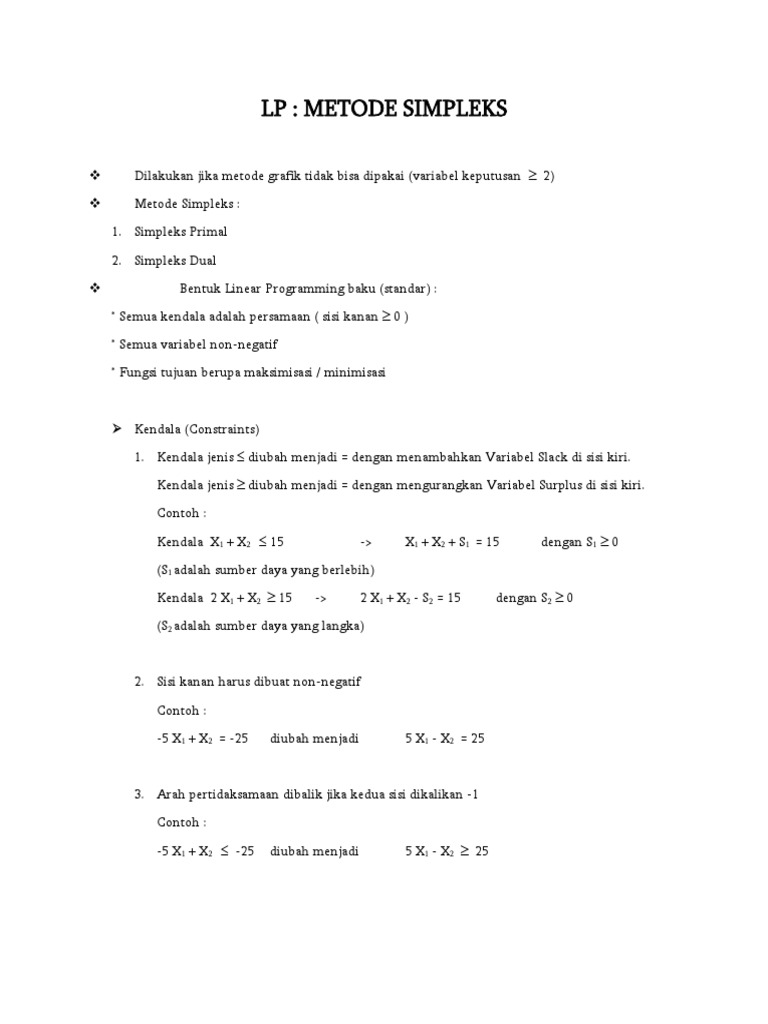 Metode Simpleks Dual | PDF