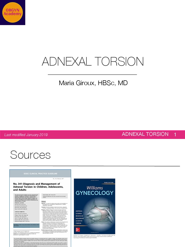 Adnexal Torsion: Maria Giroux, HBSC, MD | PDF | Ovarian Cancer | Ovary