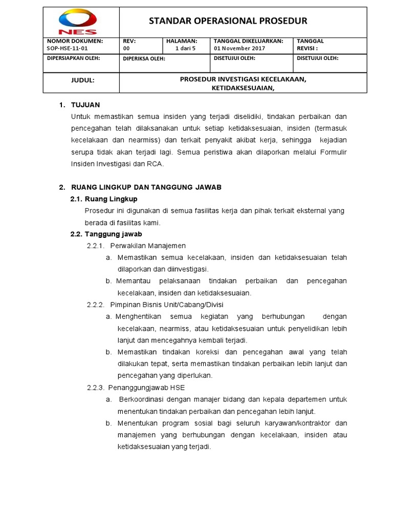 Sop Hse 04 01 Investigasi Kecelakaan | PDF
