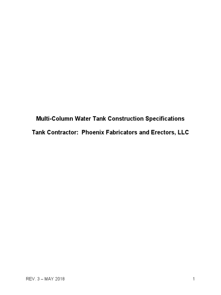 Multi-Column Water Tank Construction Specifications Tank Contractor ...