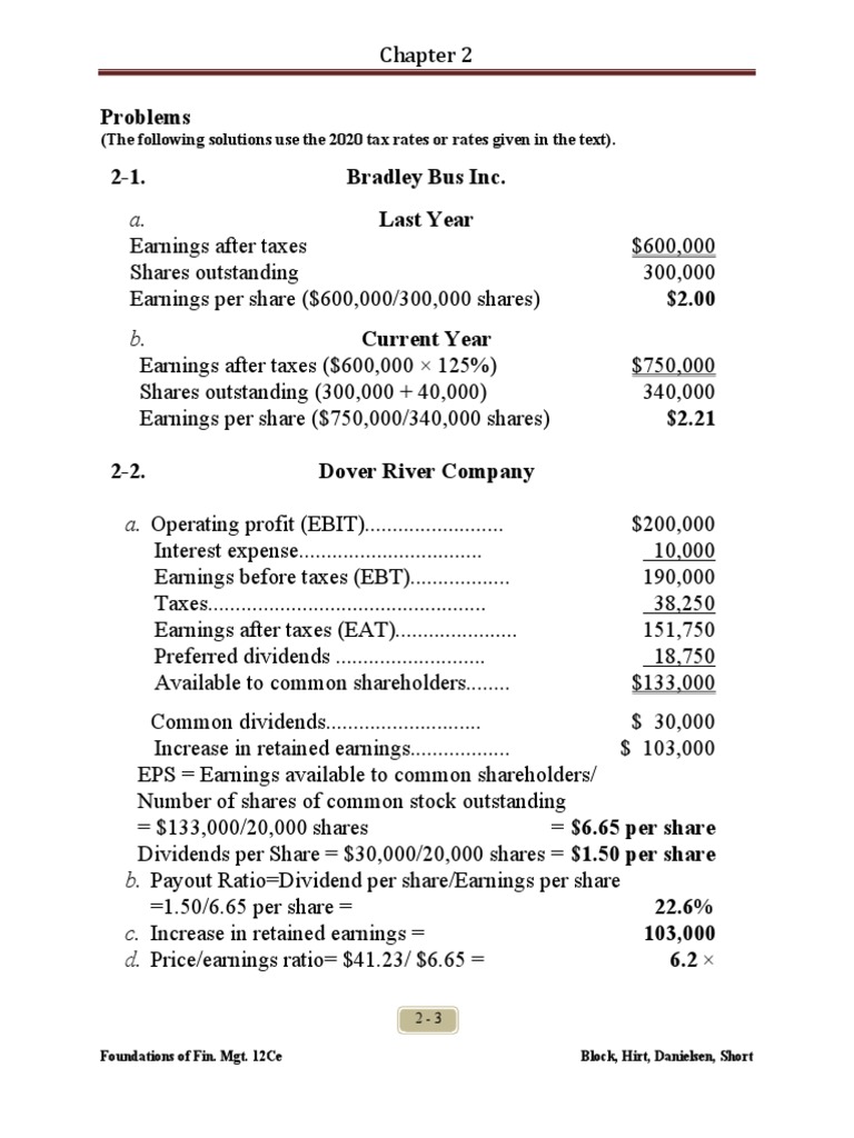 Chapter 2 - Budgeting and Finance Solutions | PDF | Dividend | Price ...