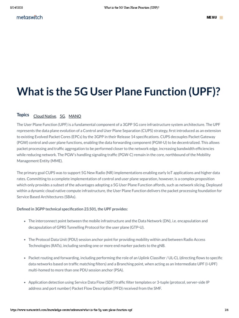 What Is The 5G User Plane Function (UPF) | PDF | Computer Network ...