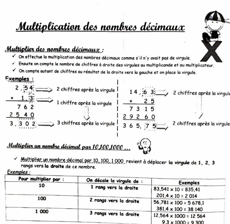 Multiplication des Nombres Décimaux | PDF