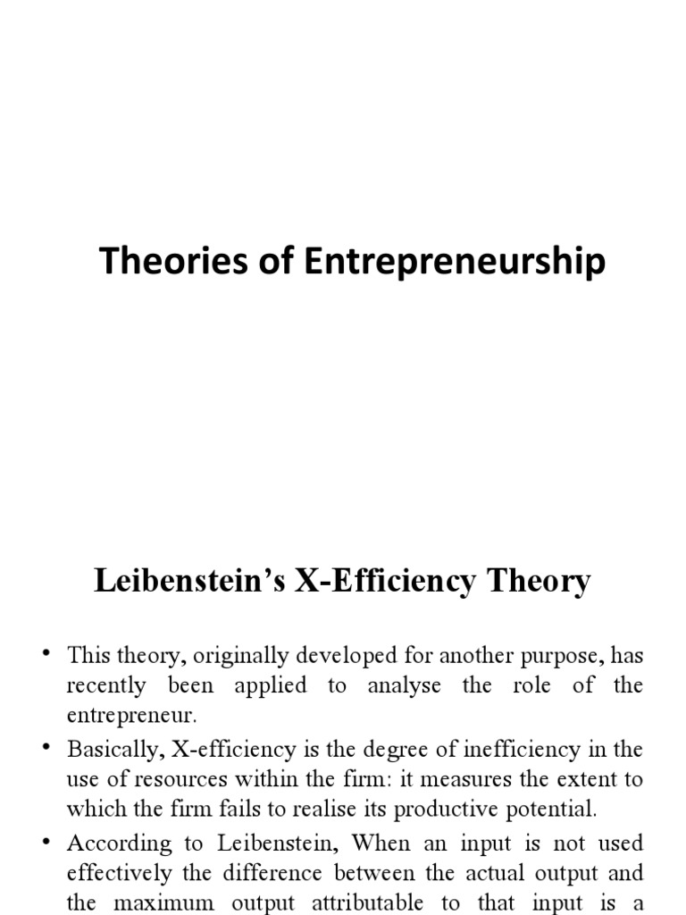 Leibenstein's X-Efficiency Theory Explained | PDF | Entrepreneurship | Risk