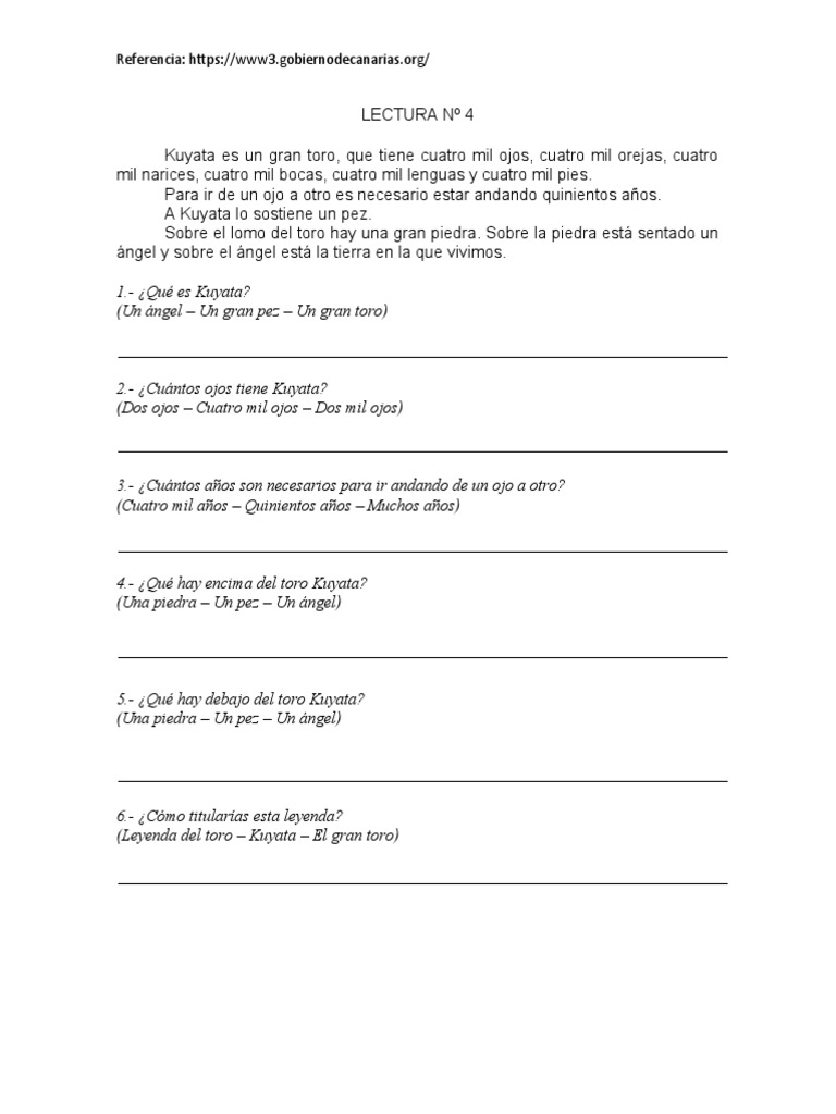 Cuarta Lectura (Compresión Lectora) | PDF