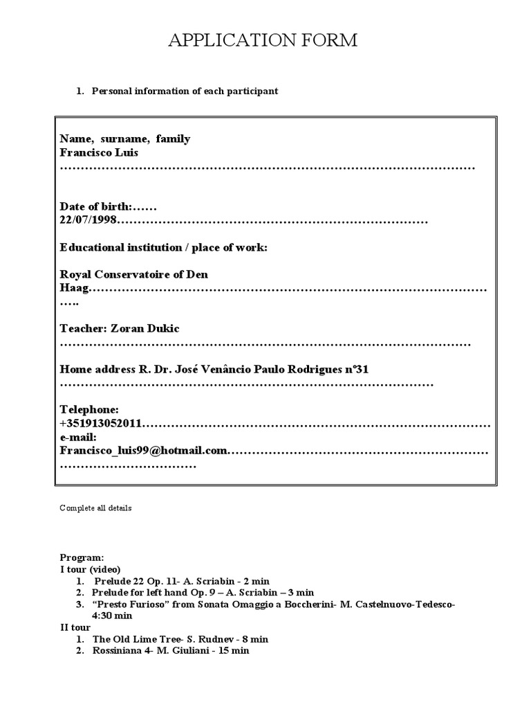 Application Form: Complete All Details | PDF
