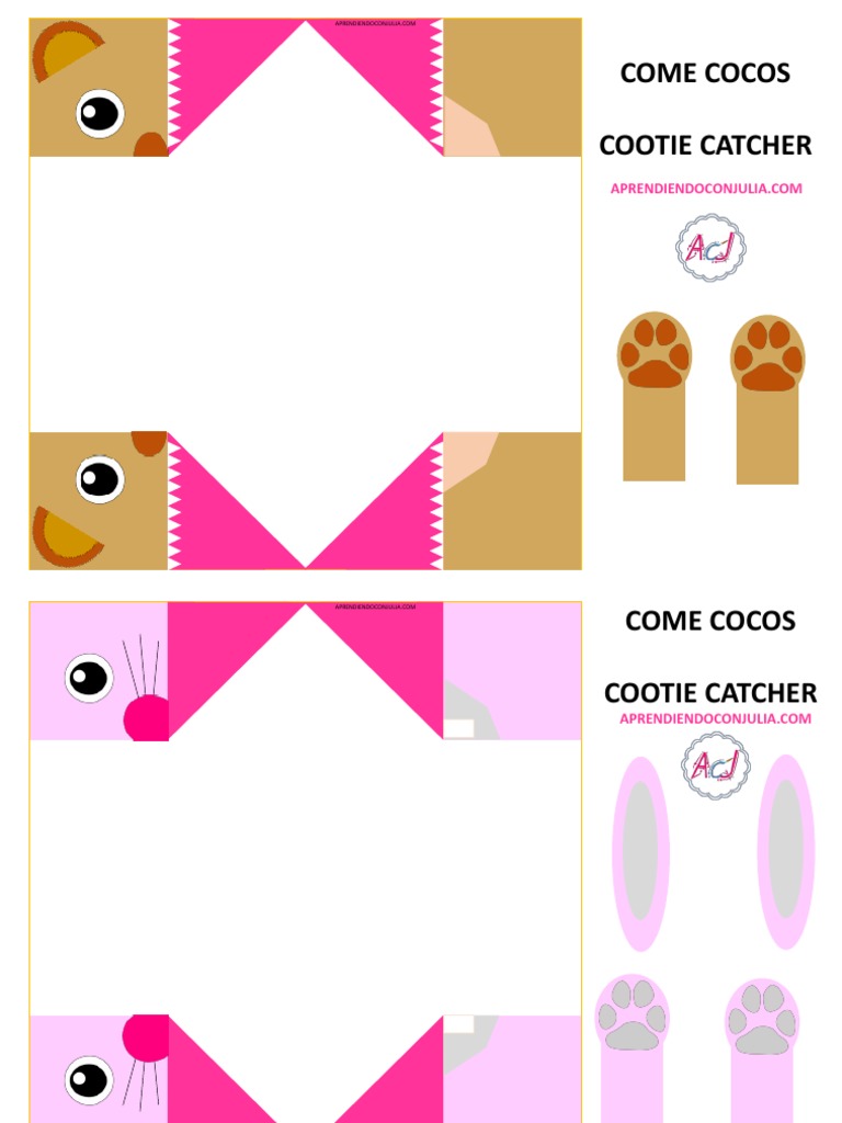 Come Cocos Cootie Catcher Animales | PDF