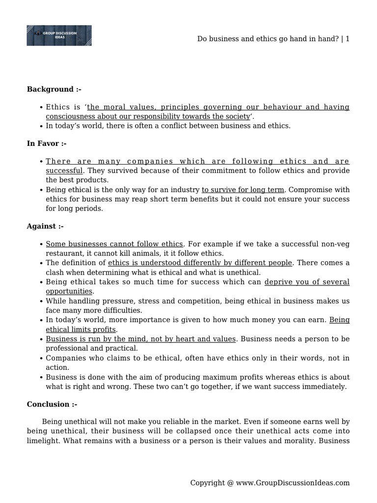 Do Business and Ethics Go Hand in Hand | PDF | Value (Ethics) | Applied Ethics