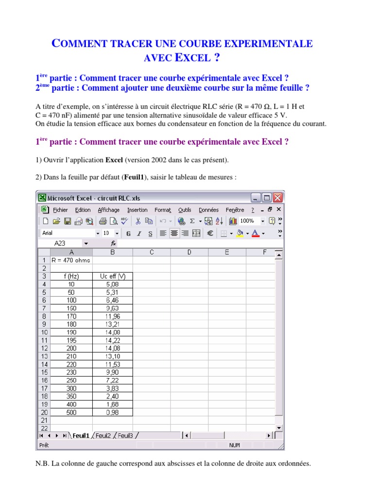 Tracer Une Courbe Avec Excel | PDF | Microsoft Excel | Logiciel
