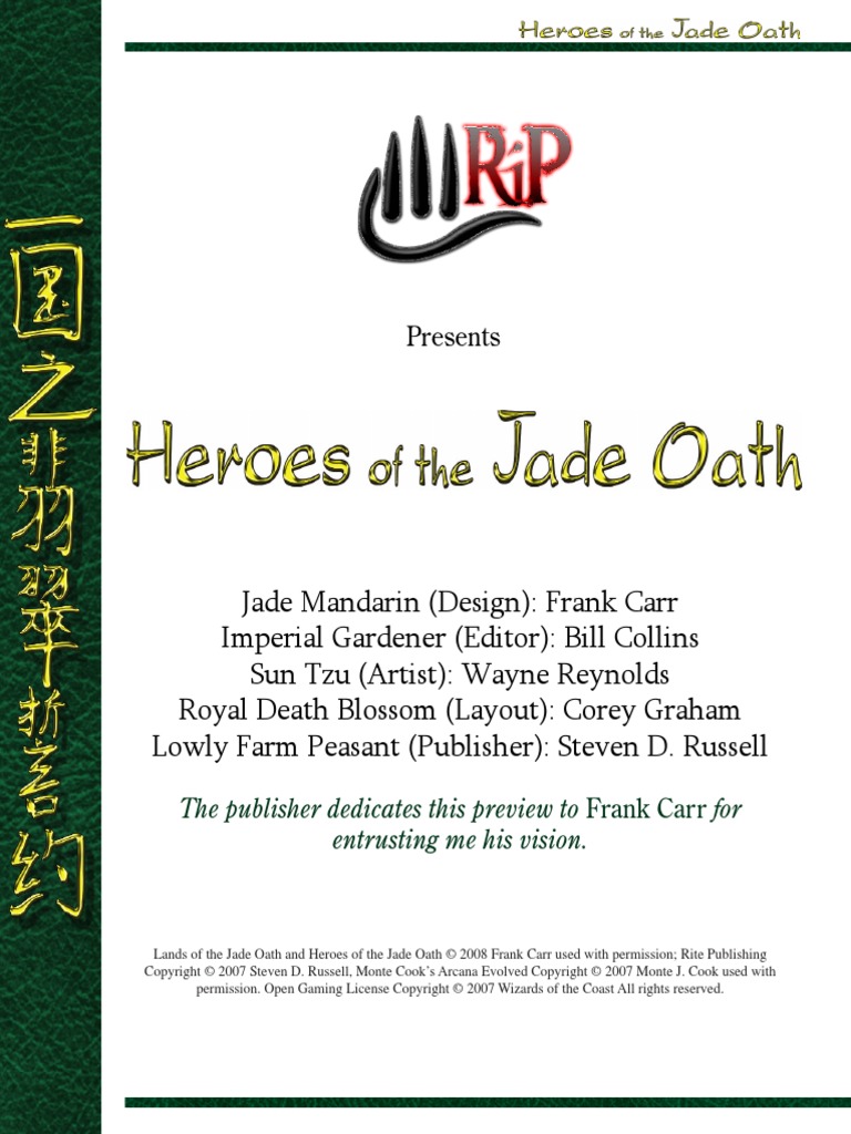 Heroes of The Jade Oath Preview 2 Races Mandrgoran | PDF | License ...