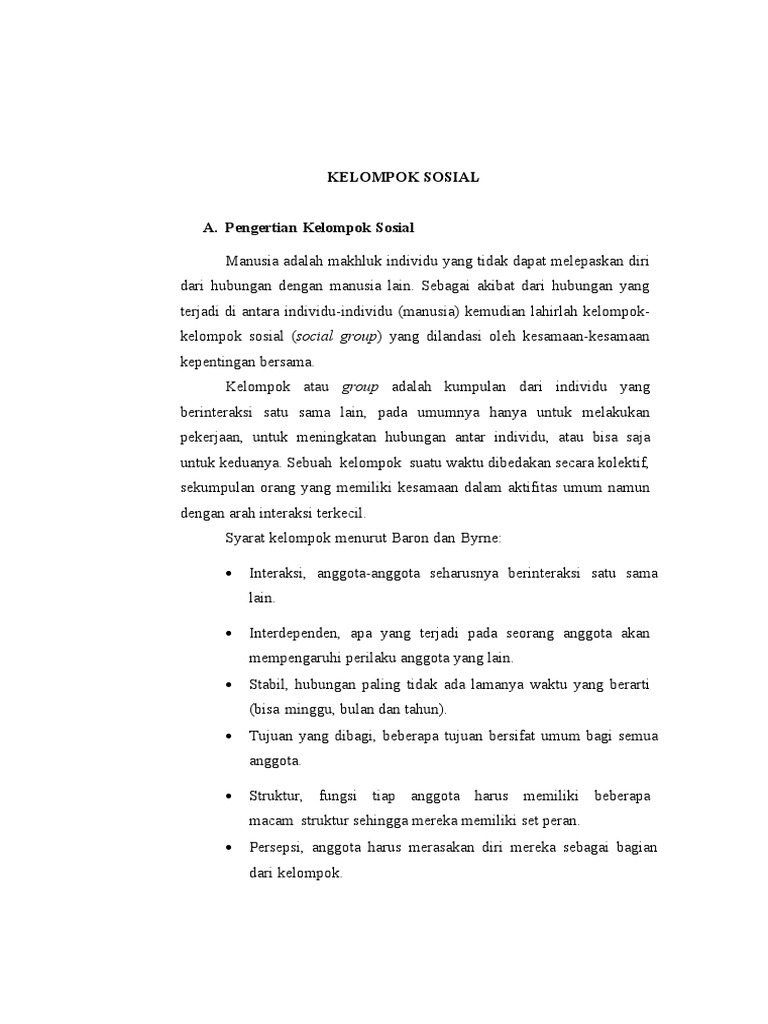 Kelompok Sosial, Fungsi Dan Peran Keluarga | PDF