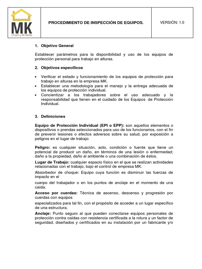 Procedimiento de Inspección de Equipos | PDF | Acero