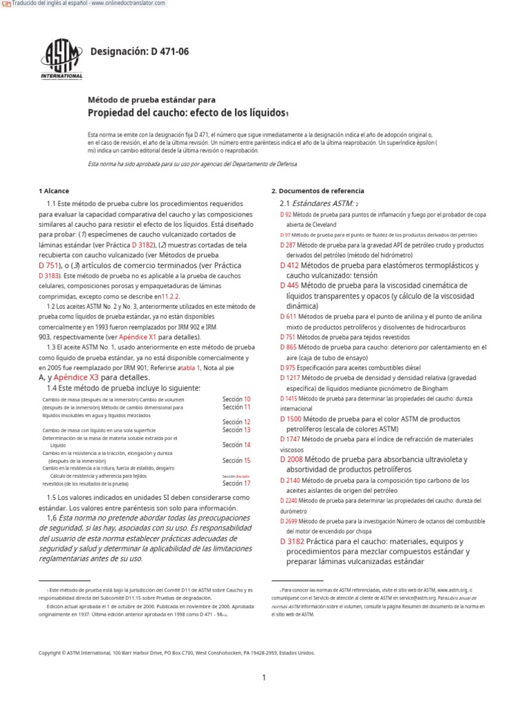 ASTM D471.en - Es | PDF | Líquidos | Agua