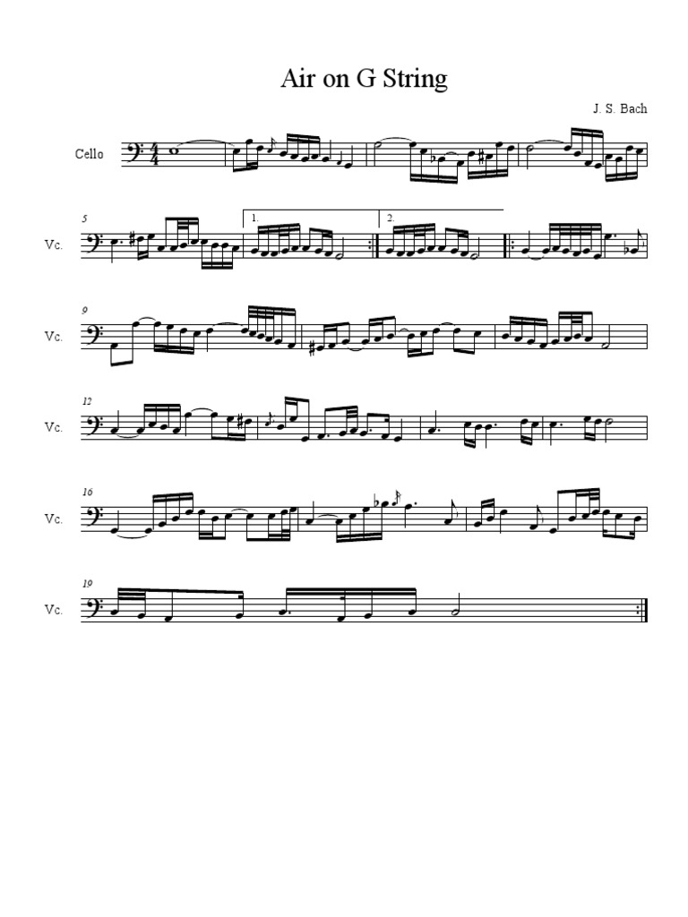 Air on the G String for Cello | PDF