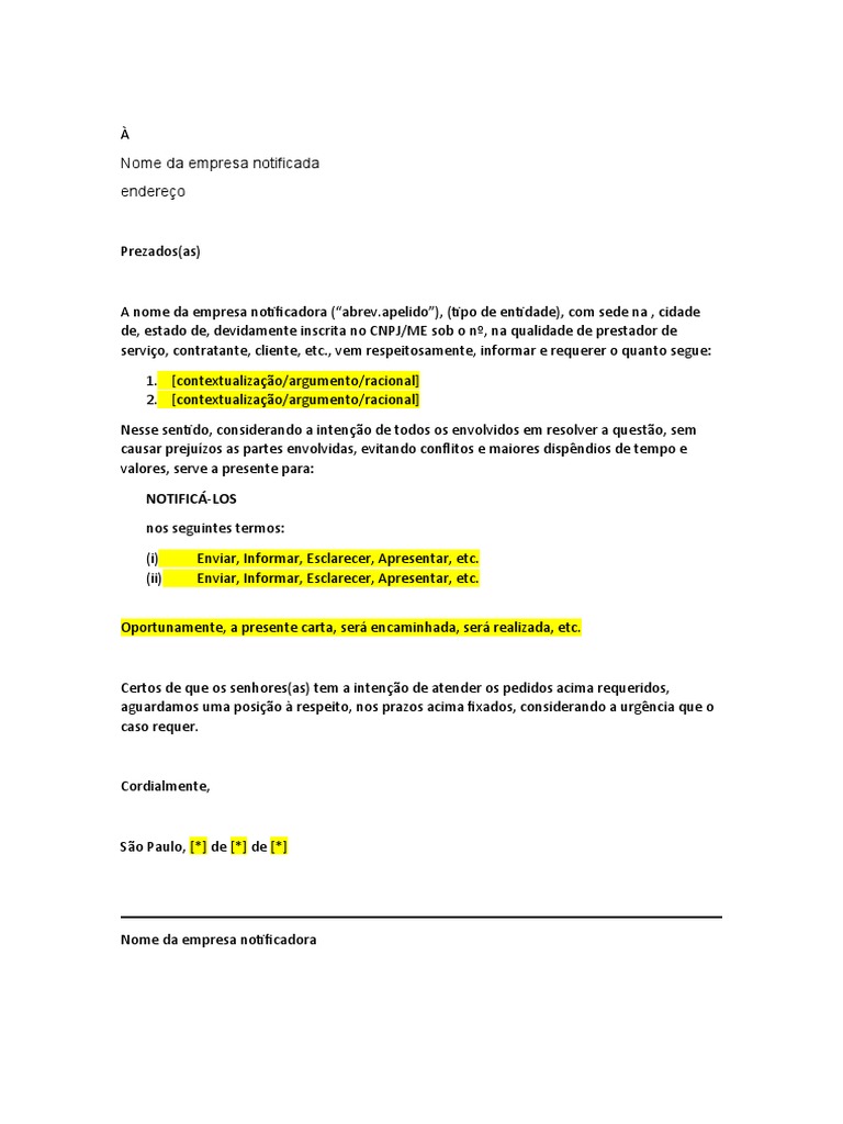 Modelo de Notificação | PDF Modelo de Notificação | PDF