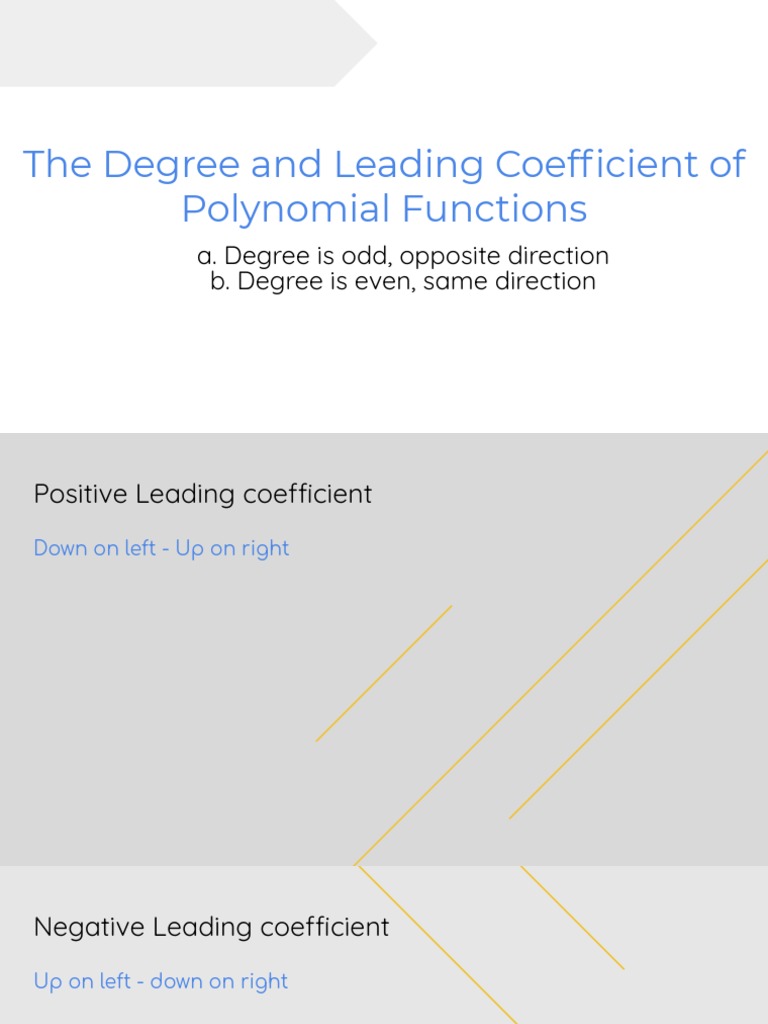 The Degree and Leading Coefficient of Polynomial Functions | PDF