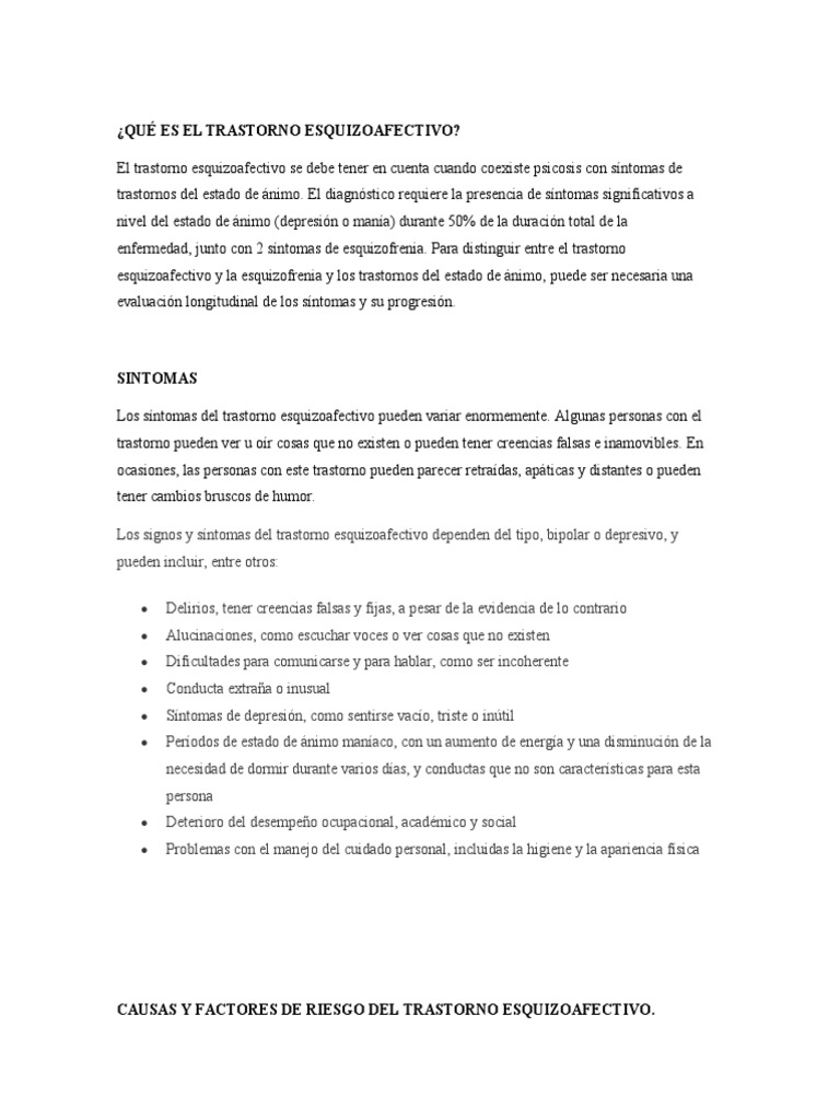 Qué Es El Trastorno Esquizoafectivo | PDF | Depresión (estado de ánimo ...