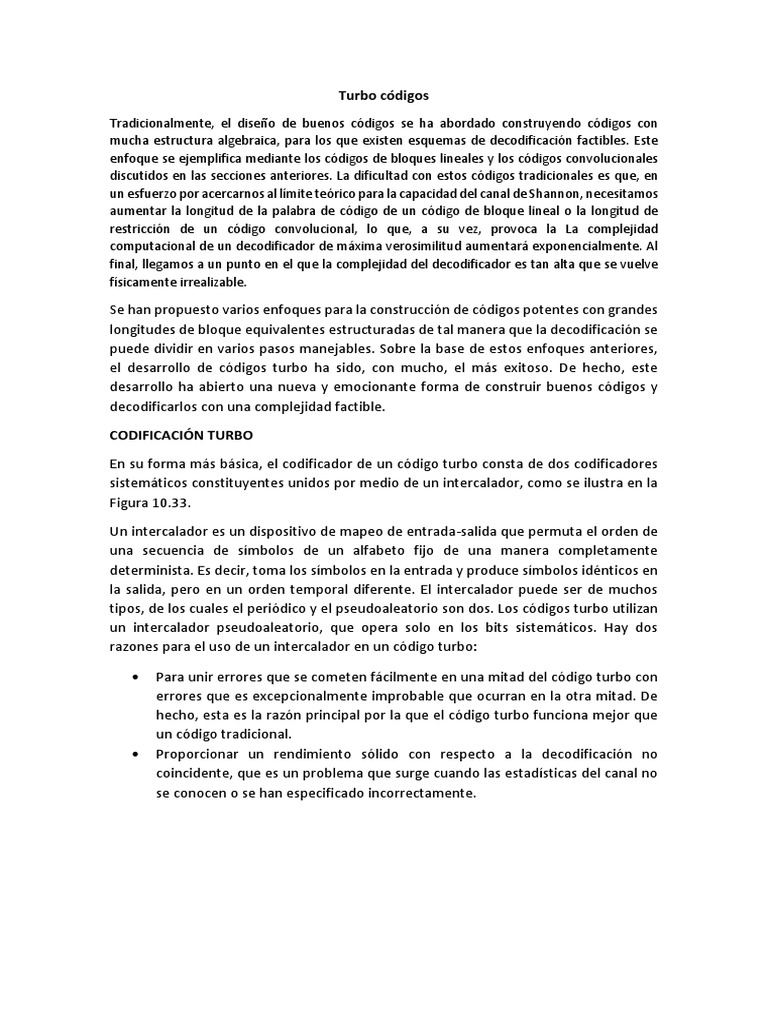 Turbo Códigos Esp | PDF | Detección y corrección de errores | Información