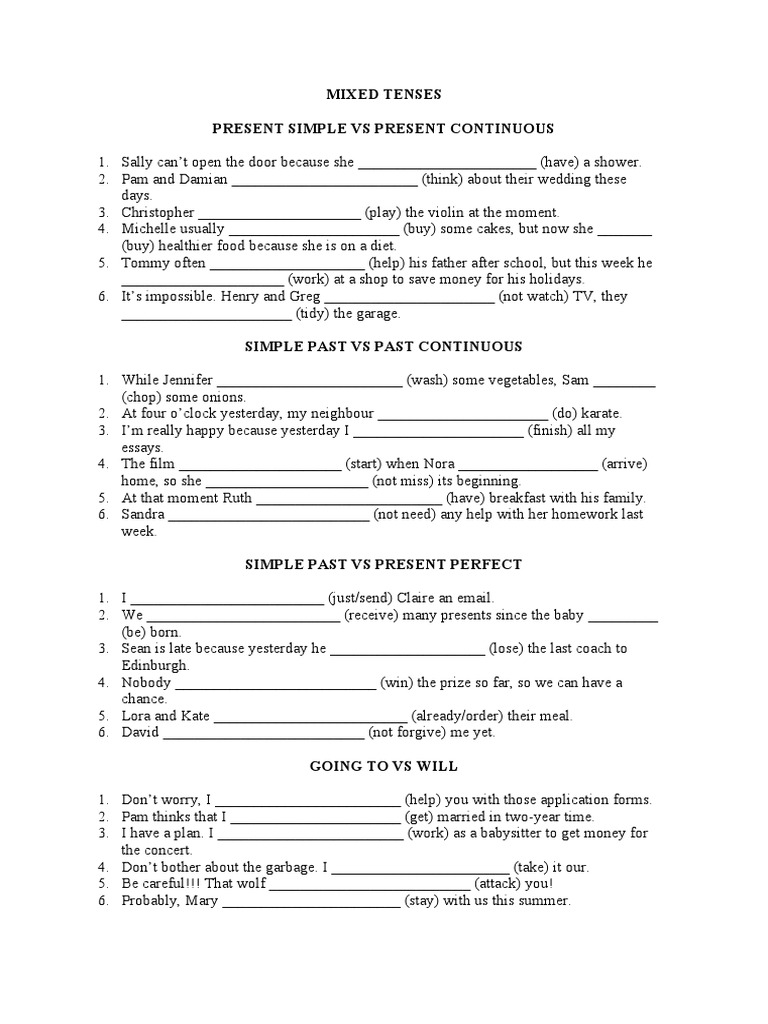 Mixed Verb Tenses 1o Fun Activities Games - 37588 | PDF