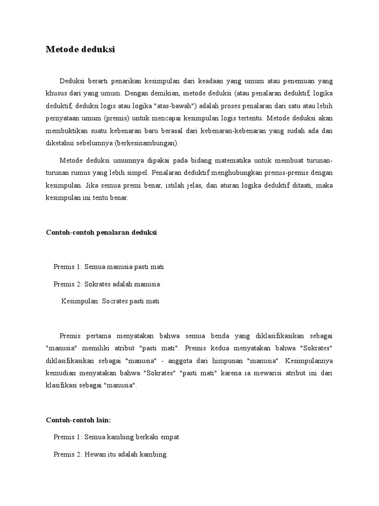 Metode Deduksi | PDF