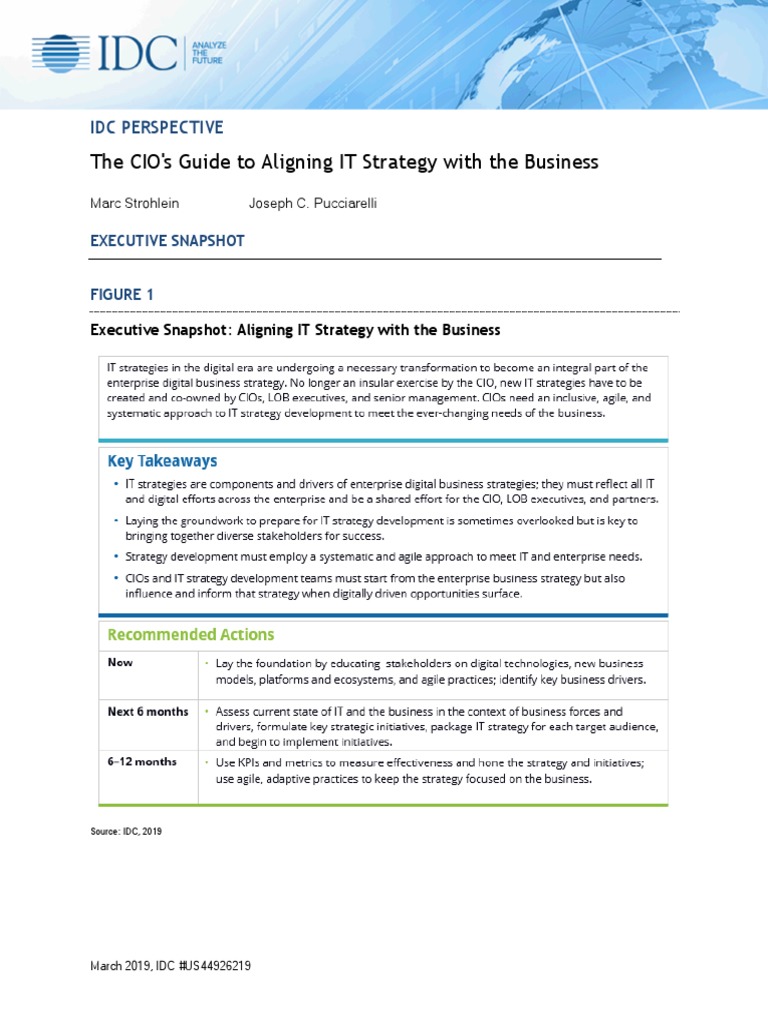 The CIO's Guide To Aligning IT Strategy With The Business: Idc Perspective | Download Free PDF ...