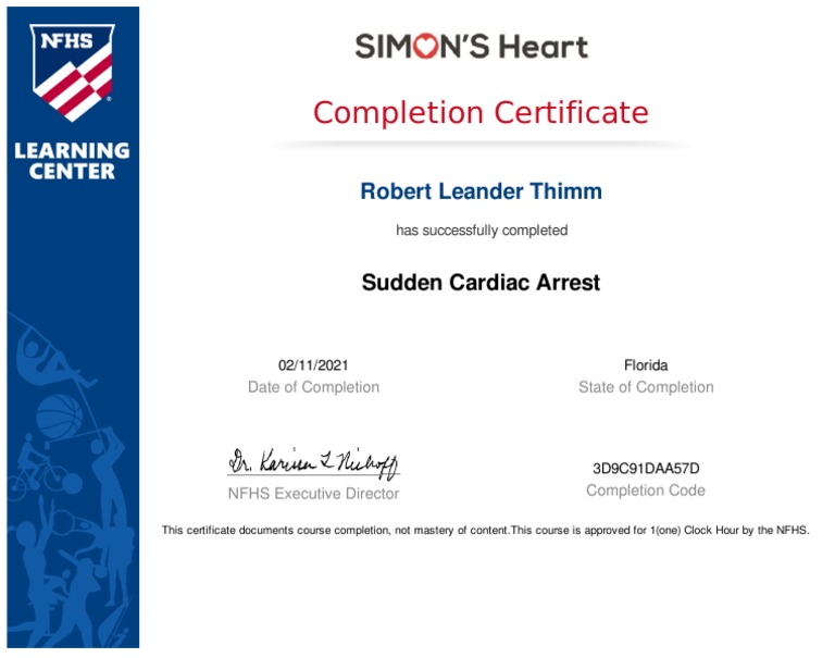 Certificate Cardiac Arrest | PDF