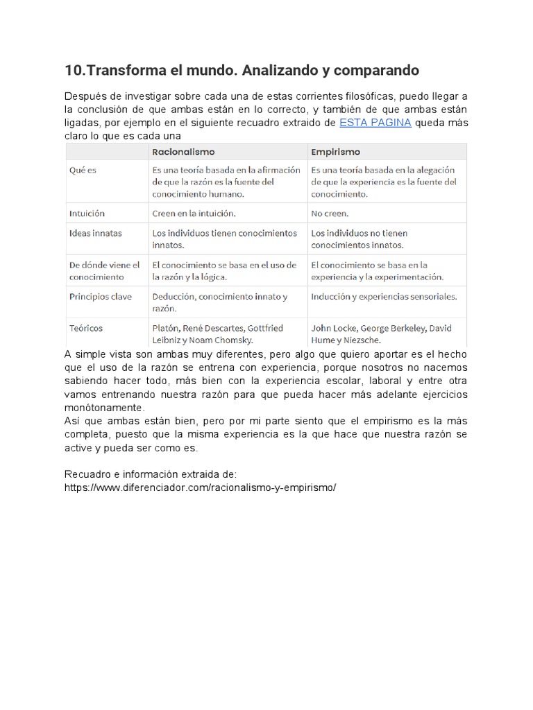 10.transforma El Mundo. Analizando y Comparando | PDF