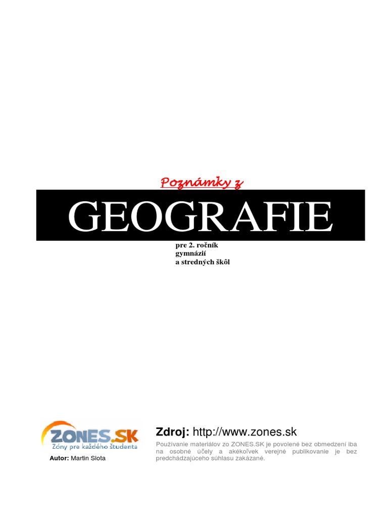 Poznamky Geografia 2 Rocnik | PDF