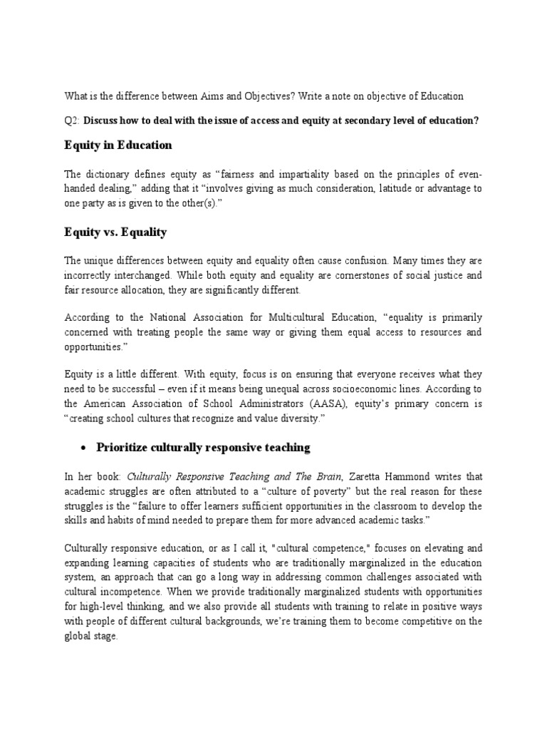 Equity in Education: Prioritize Culturally Responsive Teaching | PDF ...