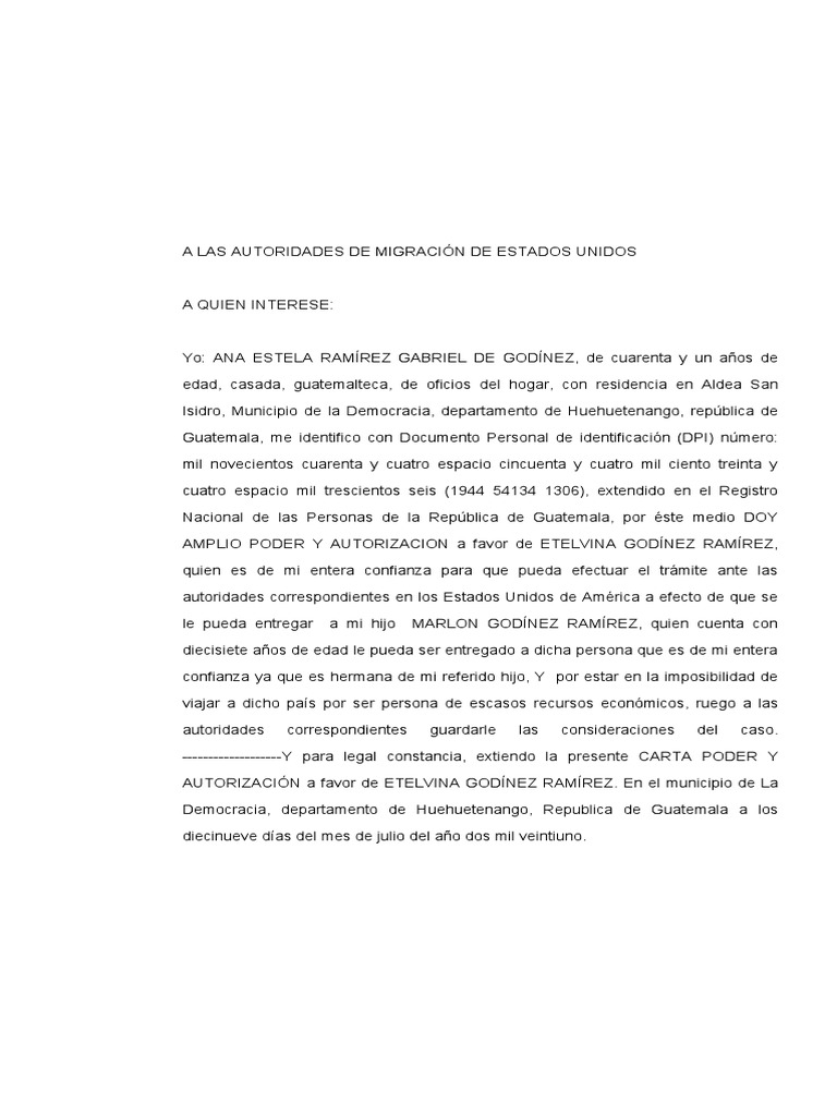 Carta Poder Con Firma Legalizada | PDF