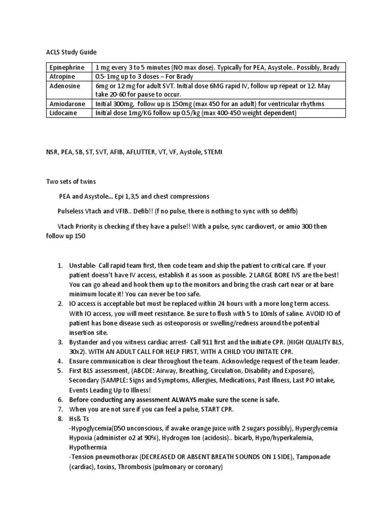 ACLS Study Guide JULY 2021 UPDATE | PDF | Cardiopulmonary Resuscitation ...